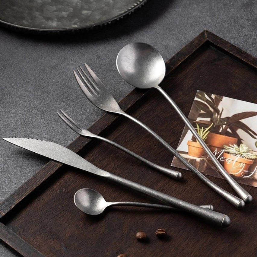 Stainless Steel Flatware - stonewashed cutlery set -Ember Collective